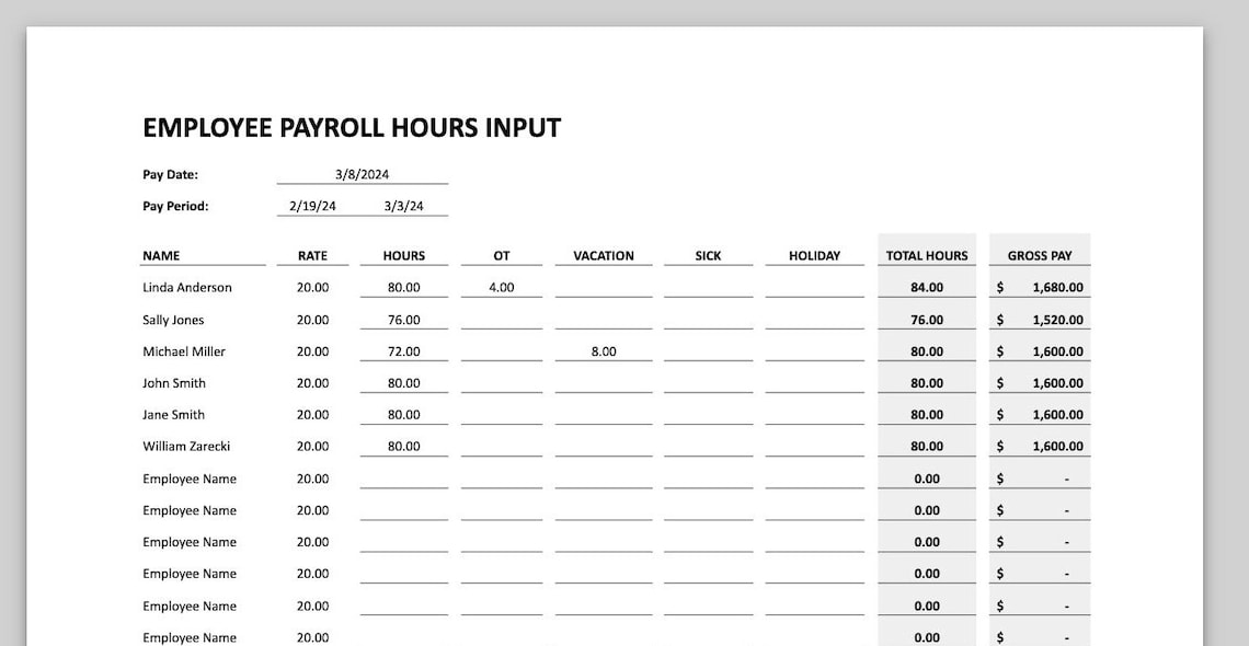 Employee Timesheet Bundle: Bi-weekly Clock, Billable Hours (excel & PDF ...