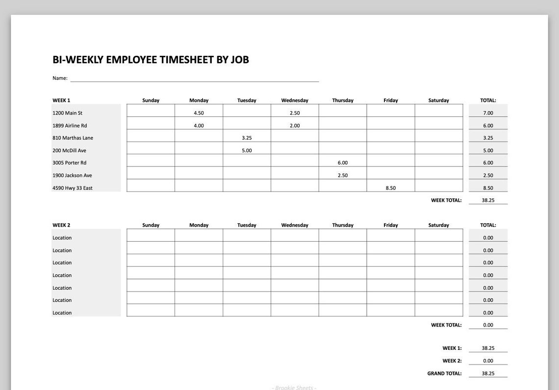 Employee Timesheet Bundle: Bi-weekly Clock, Billable Hours (excel & PDF ...