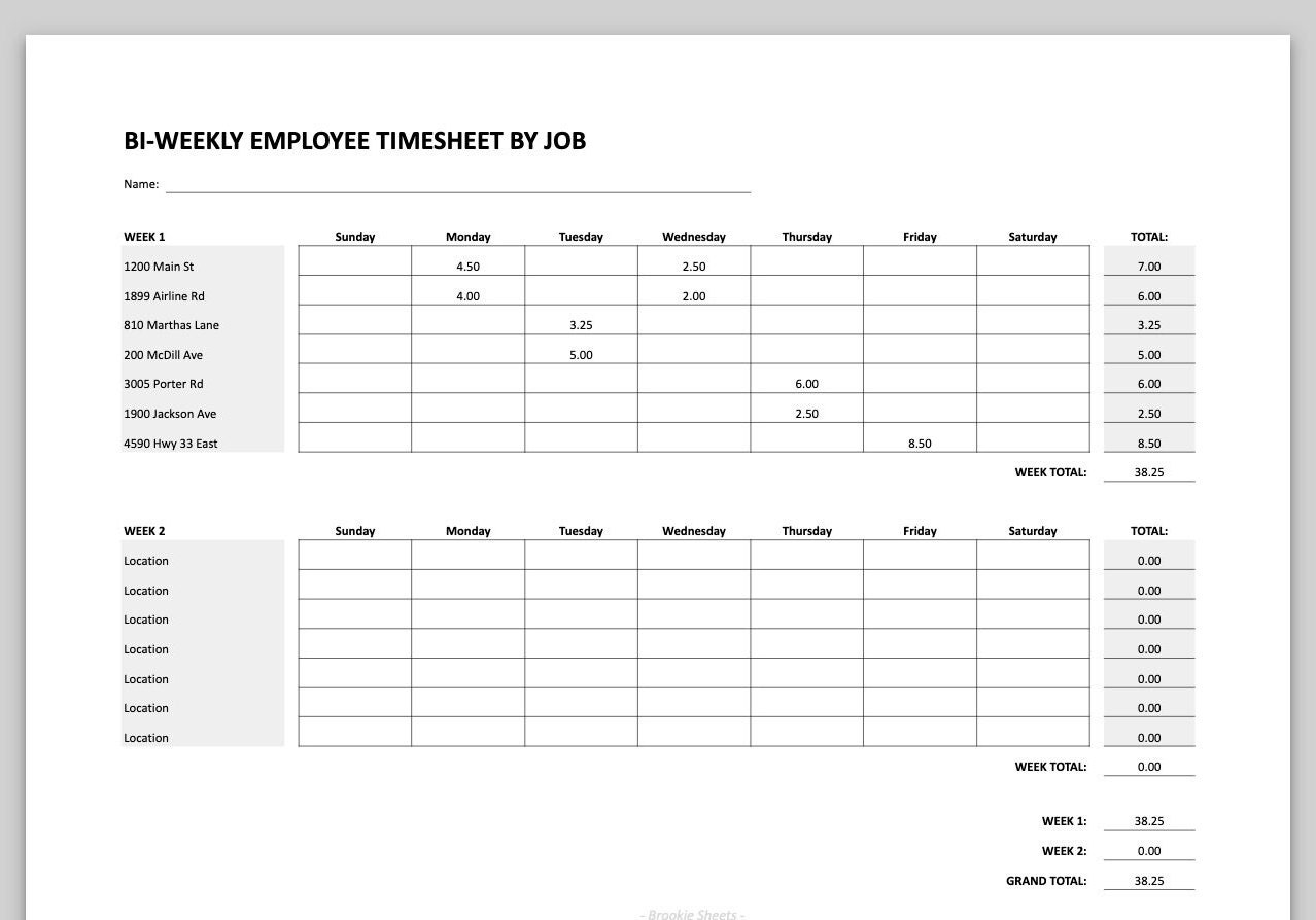 Employee Timesheet Bundle: Bi-weekly Clock, Billable Hours (excel & PDF ...