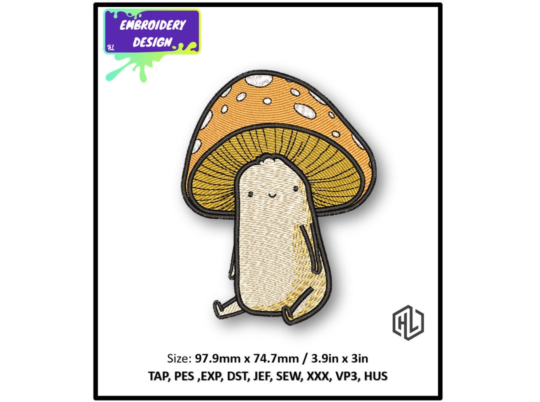Digital File Embroidery Design, Mushroom Design, Embroidery Designs for ...