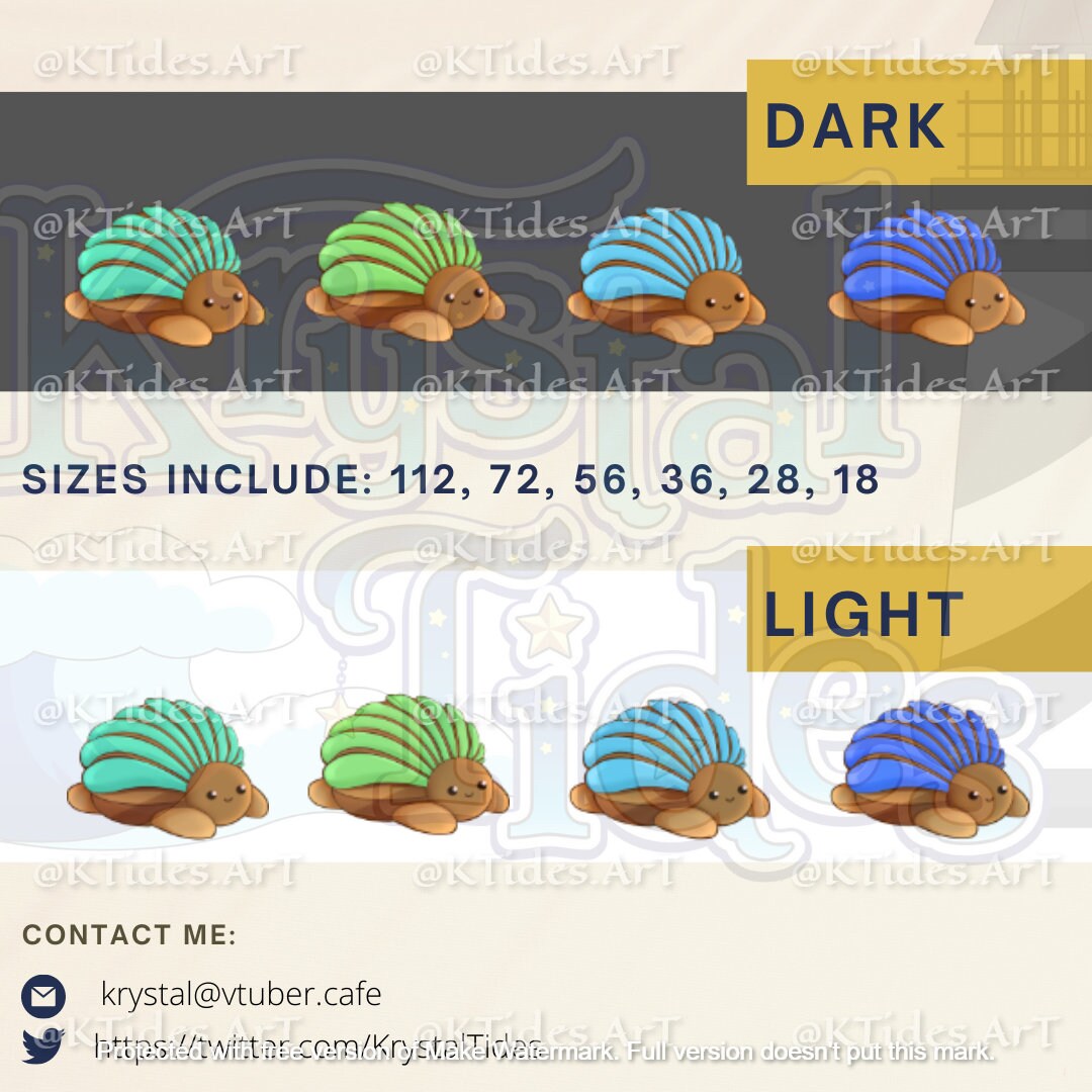Cute/ Kawaii/ Turtle Bread/ Concha's| Blue | Cyan | Green | Emotes ...