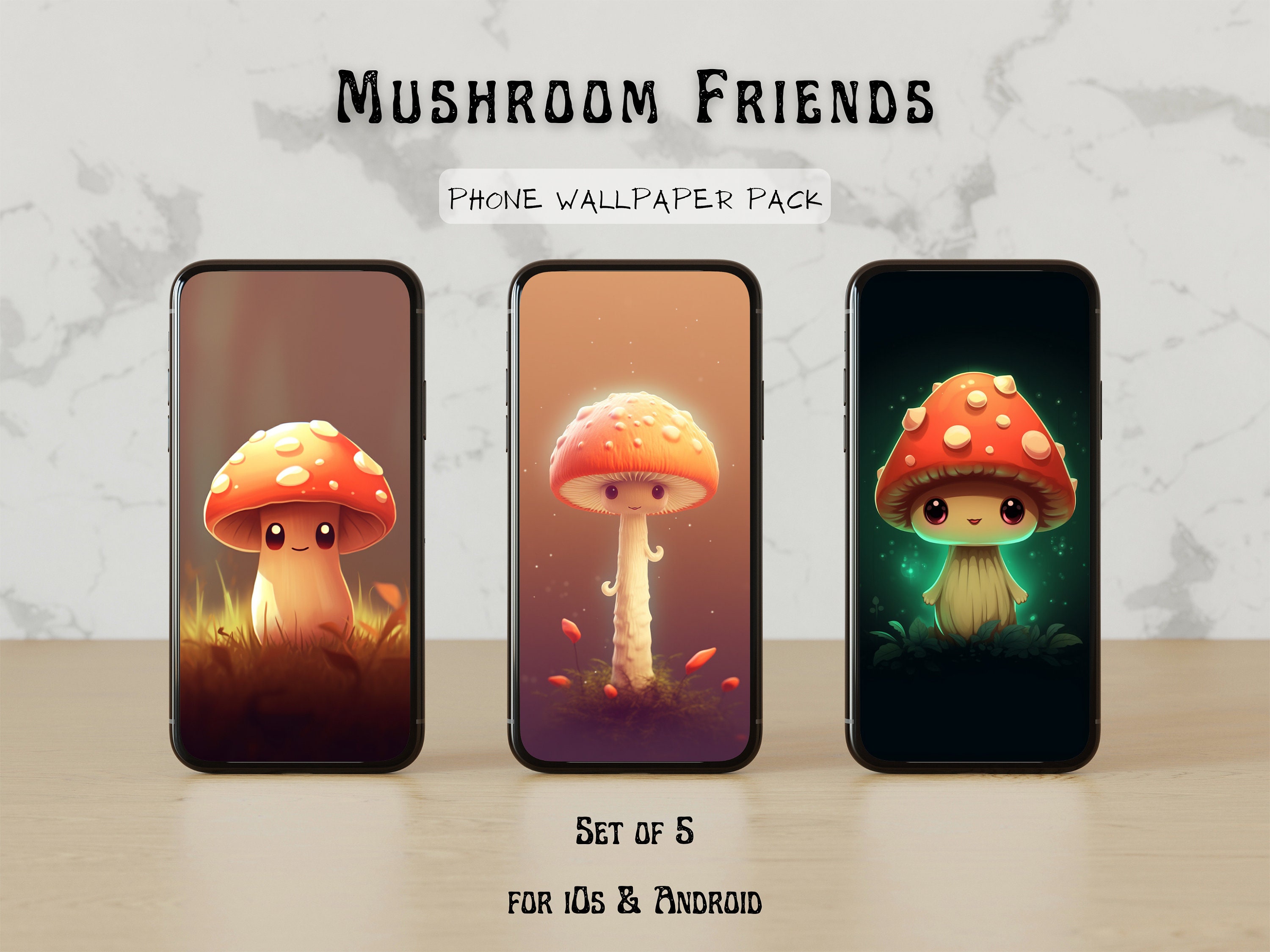 Mushroom Friends Phone Wallpapers | Set of 5 | All Smartphones | Ios ...