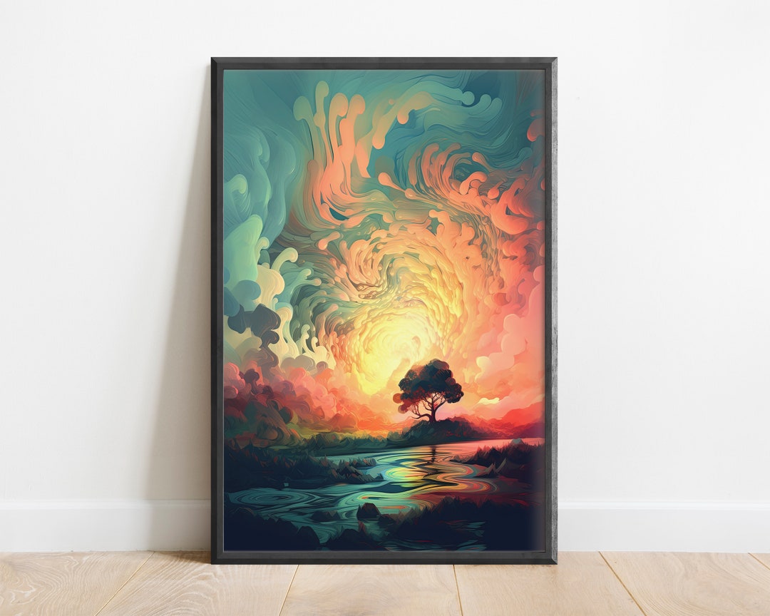 Swirling Sunset Poster | All Sizes | Print Ready | Vibrant ...