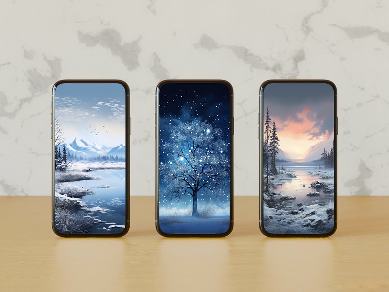 Peaceful Winter Phone Wallpapers Set of 11 All Smartphones Ios ...