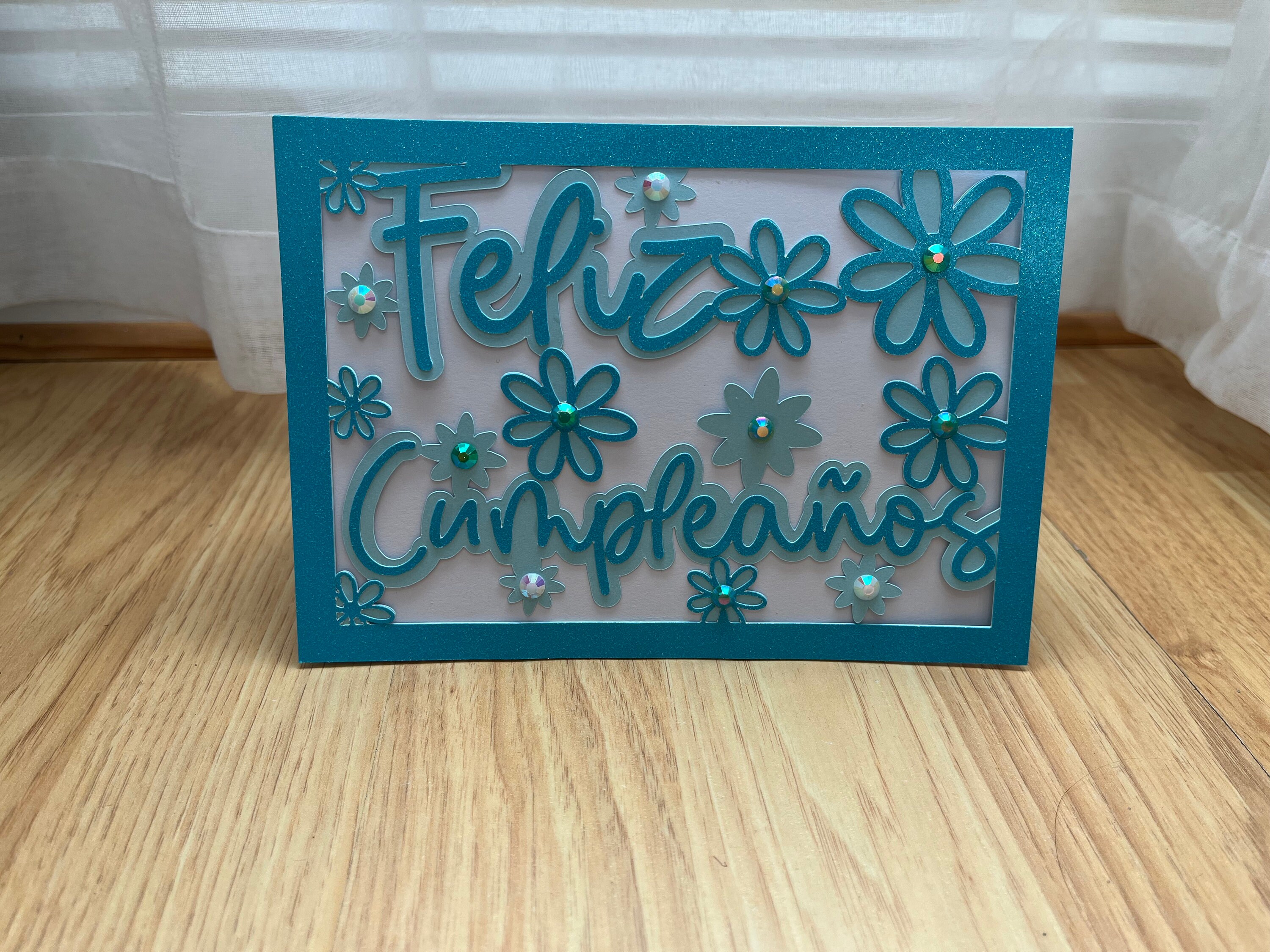 Feliz Cumpleaños Layerd Flowers Greeting Card: Handmade Spanish ...