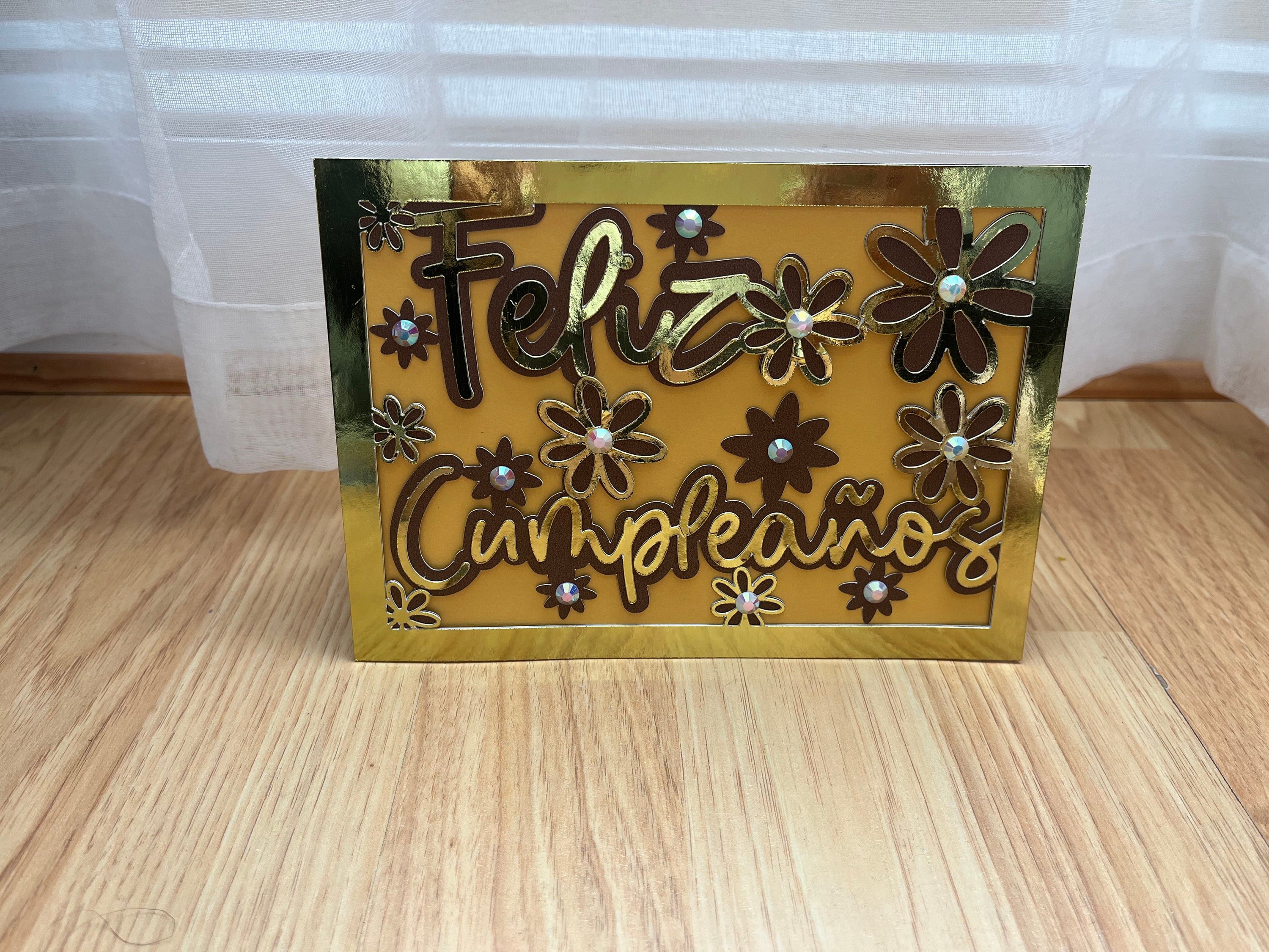 Feliz Cumpleaños Layerd Flowers Greeting Card: Handmade Spanish ...