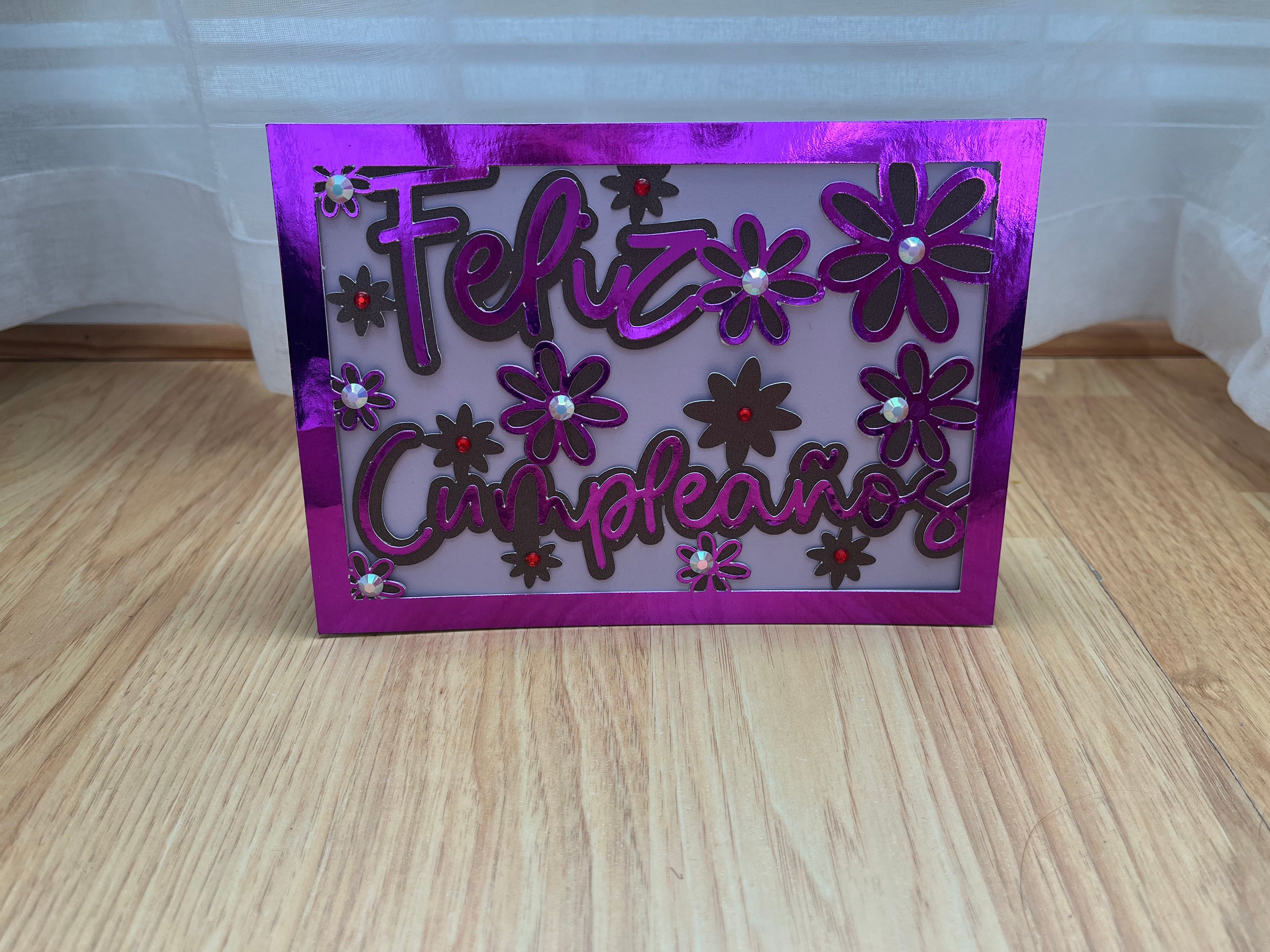 Feliz Cumpleaños Layerd Flowers Greeting Card: Handmade Spanish ...