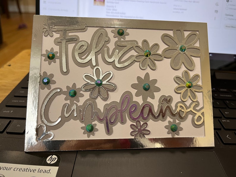 Feliz Cumpleaños Layerd Flowers Greeting Card: Handmade Spanish ...