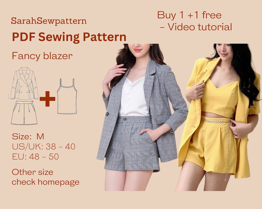 Sew Pattern - Blazer With Pant Pattern - Size M - Blazer Pattern ...