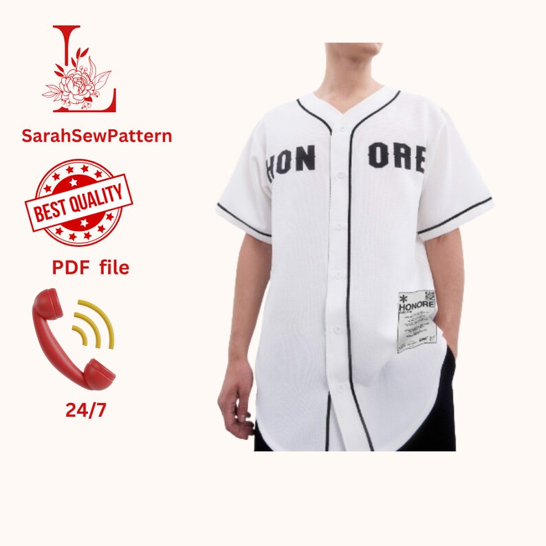 Baseball Jersey Pattern Baseball Jersey PDF Sewing Pattern Baseball ...
