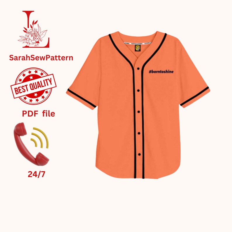 Baseball Jersey Pattern Baseball Jersey PDF Sewing Pattern Baseball ...