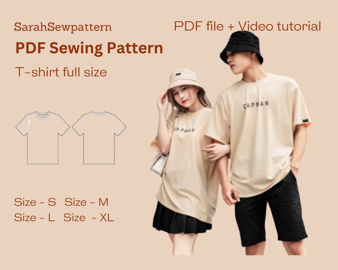 Oversize T-shirt PDF Sewing Pattern | Full Size S - XL | T-shirt ...