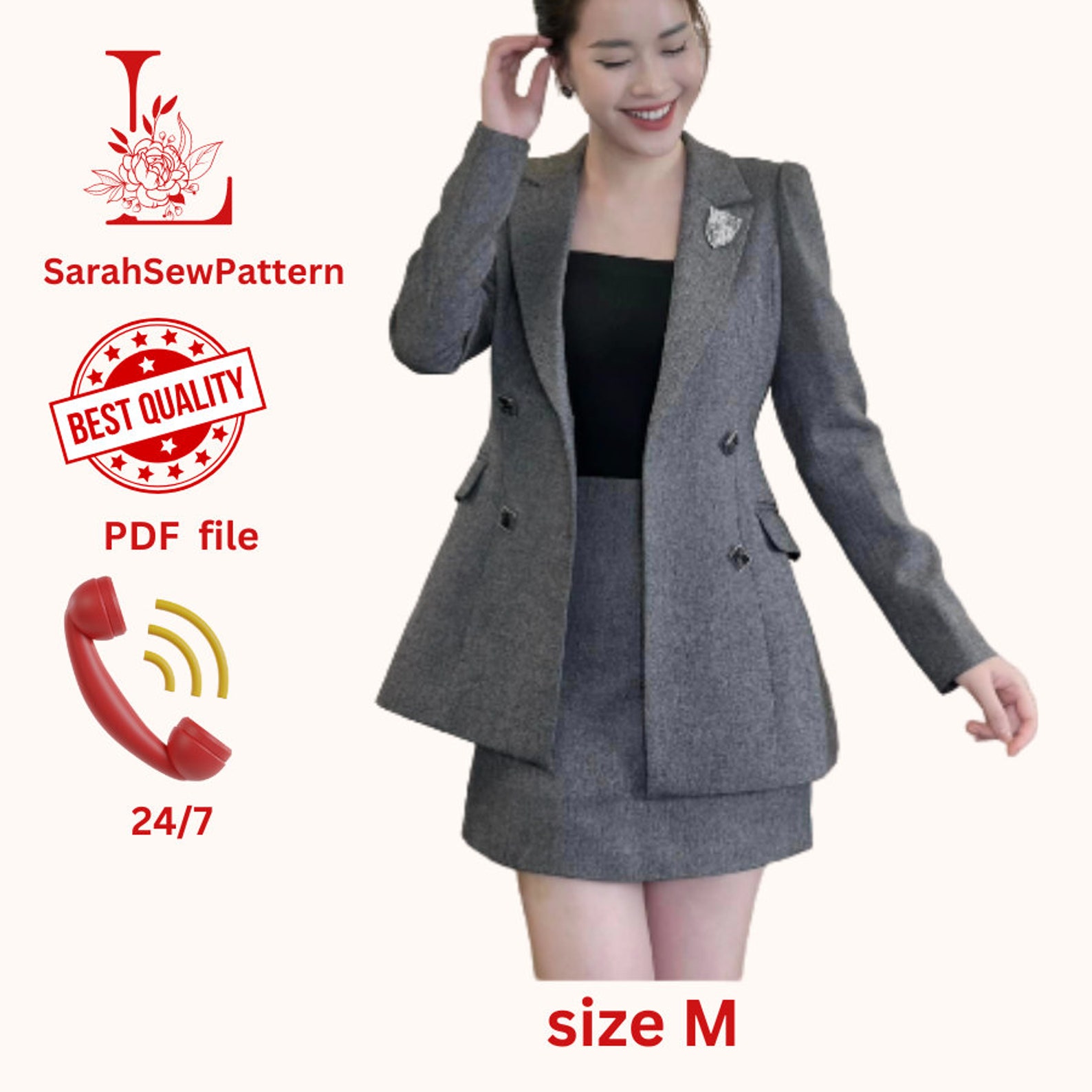 Sew Pattern - Blazer With Pant Pattern - Size S - Blazer Pattern ...