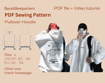 Oversize Hoodie PDF Sewing Pattern Sizes XS / S / M / L / XL - Etsy UK