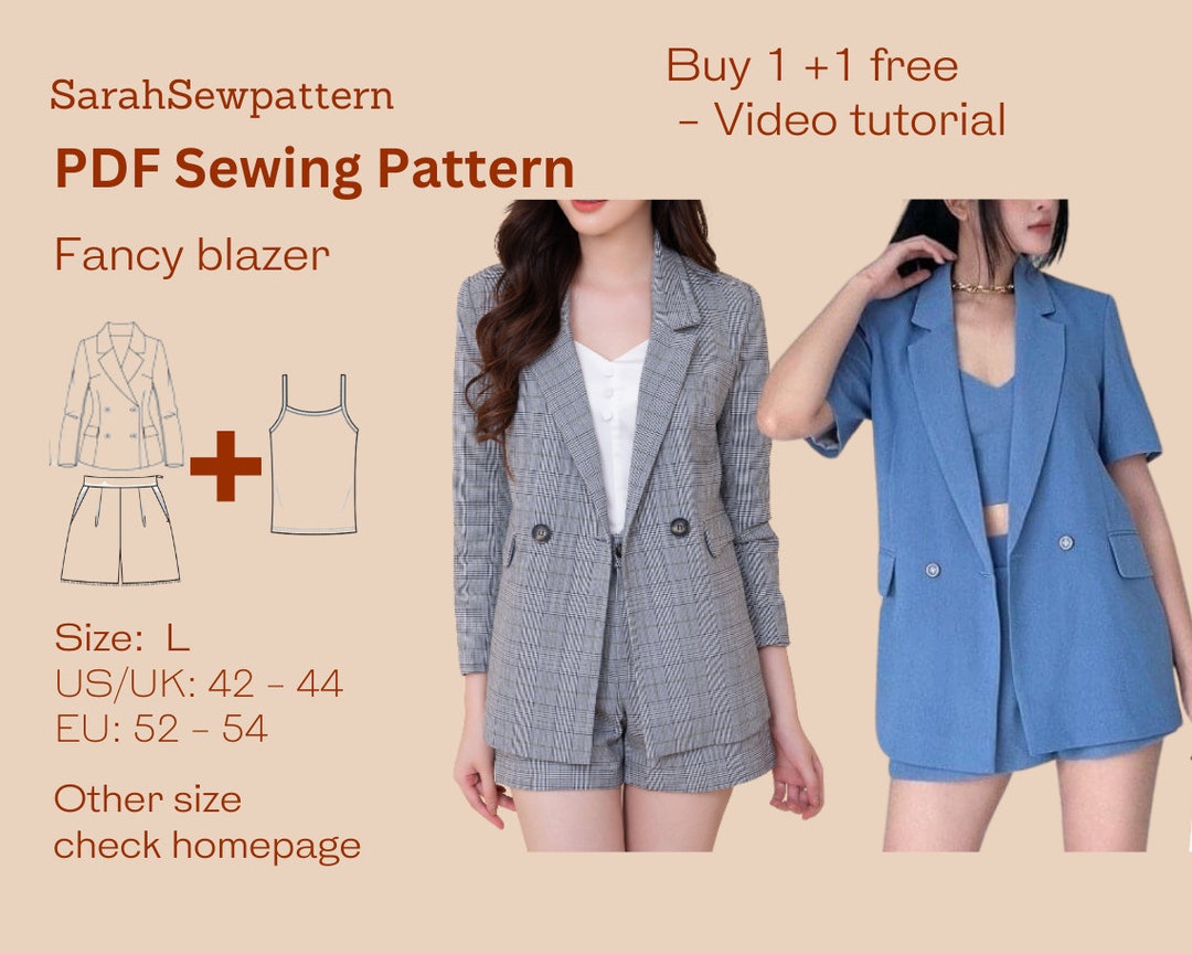 Sew Pattern - Blazer With Pant Pattern - Size L - Blazer Pattern ...