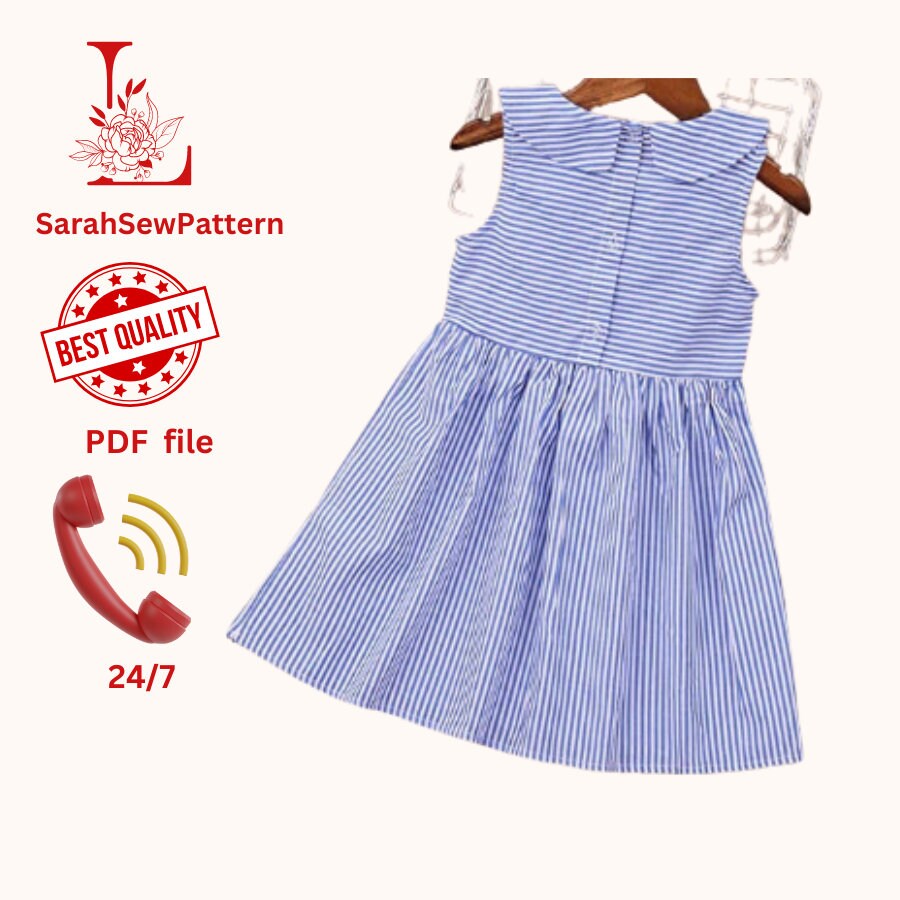 Toddle Baby Dress PDF Sewing Pattern - Full Size 18 Months and Fit to 2 ...