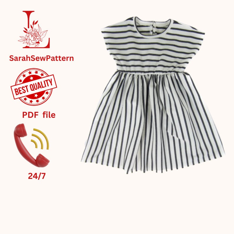 Toddle Baby Dress PDF Sewing Pattern - Full Size 18 Months and Fit to 2 ...
