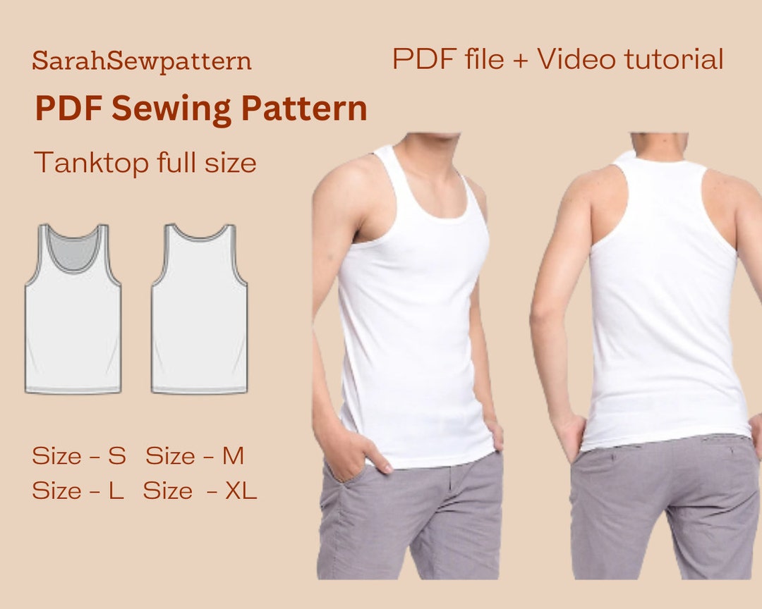 Tank-top PDF Sewing Pattern | Sewing Pattern |sizes S-XL| T-shirt PDF ...