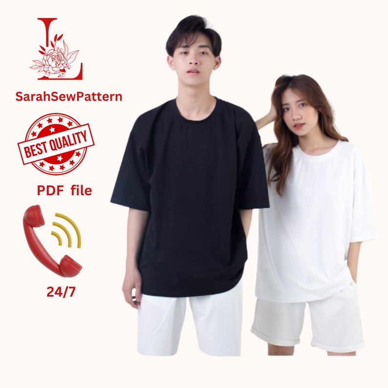 Oversize T-shirt PDF Sewing Pattern | Full Size S - XL | T-shirt ...