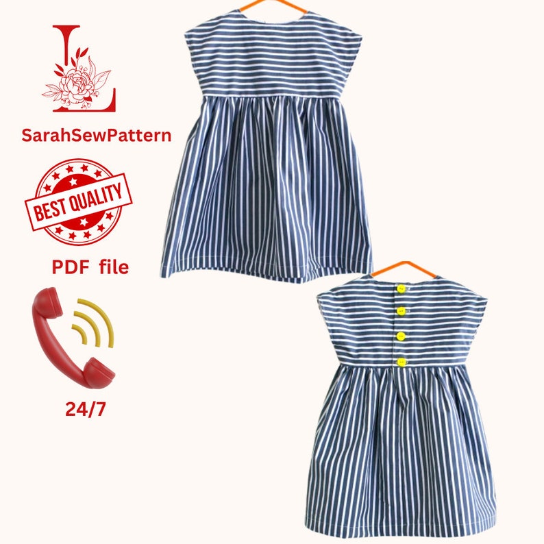 Toddle Baby Dress PDF Sewing Pattern Full Size 18 Months and - Etsy