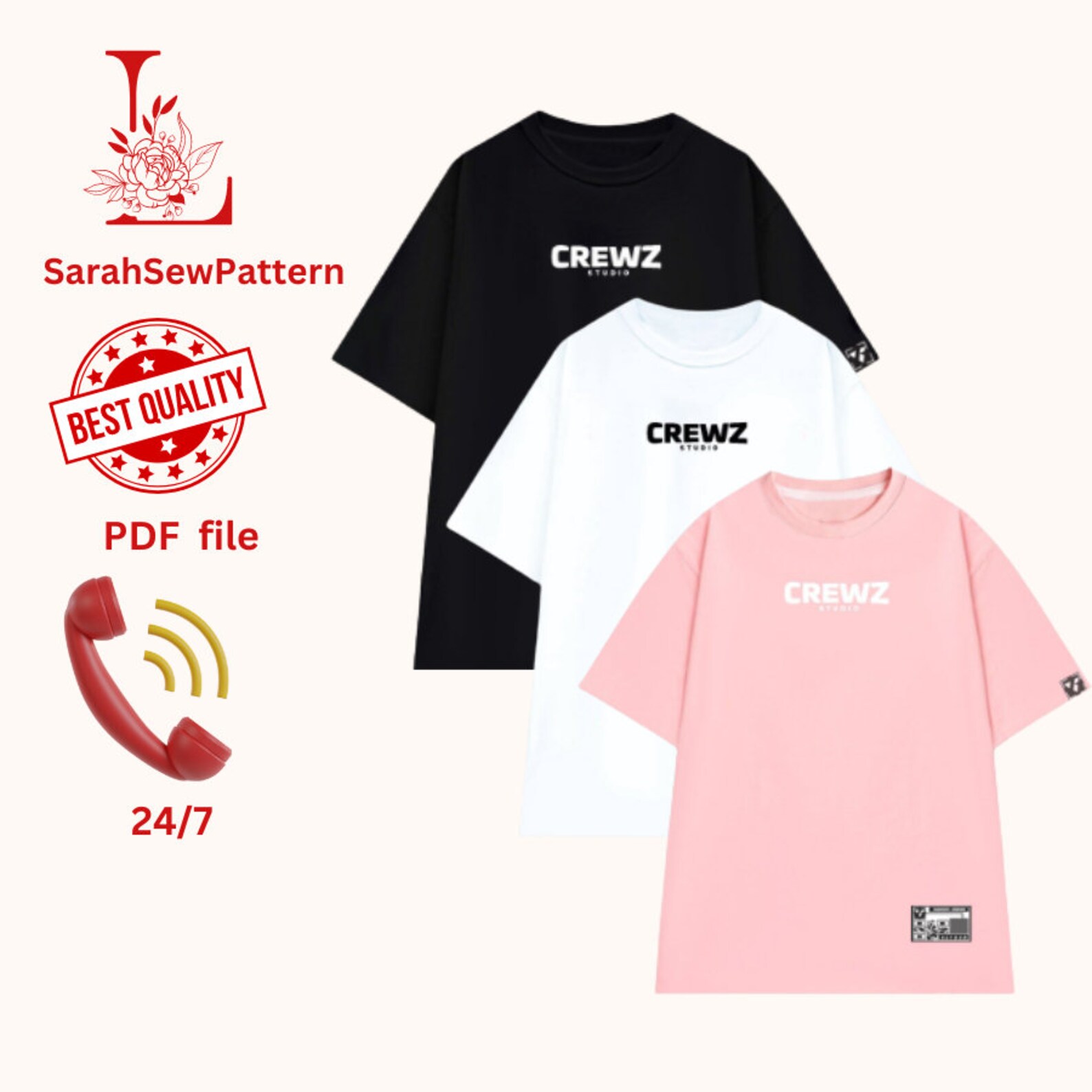 Oversize T-shirt PDF Sewing Pattern | Full Size S - XL | T-shirt ...