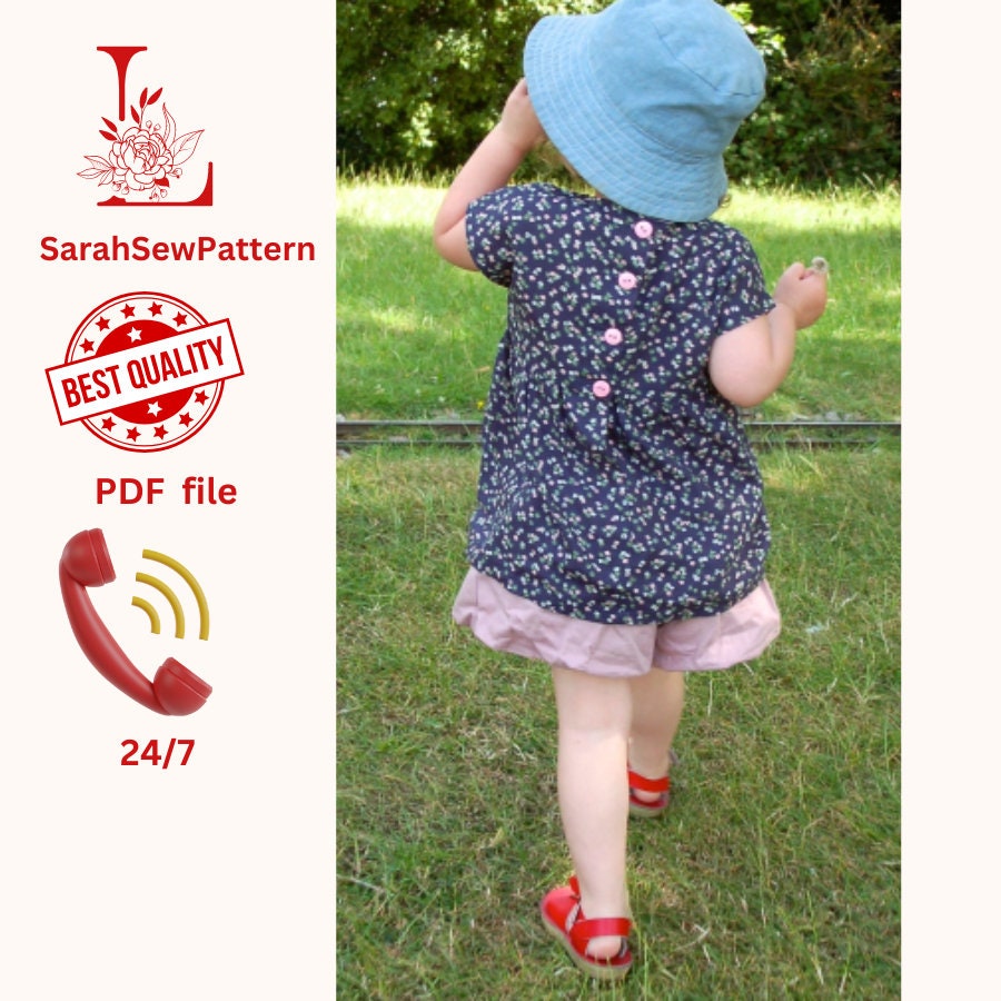 Toddle Baby Dress PDF Sewing Pattern - Full Size 18 Months and Fit to 2 ...