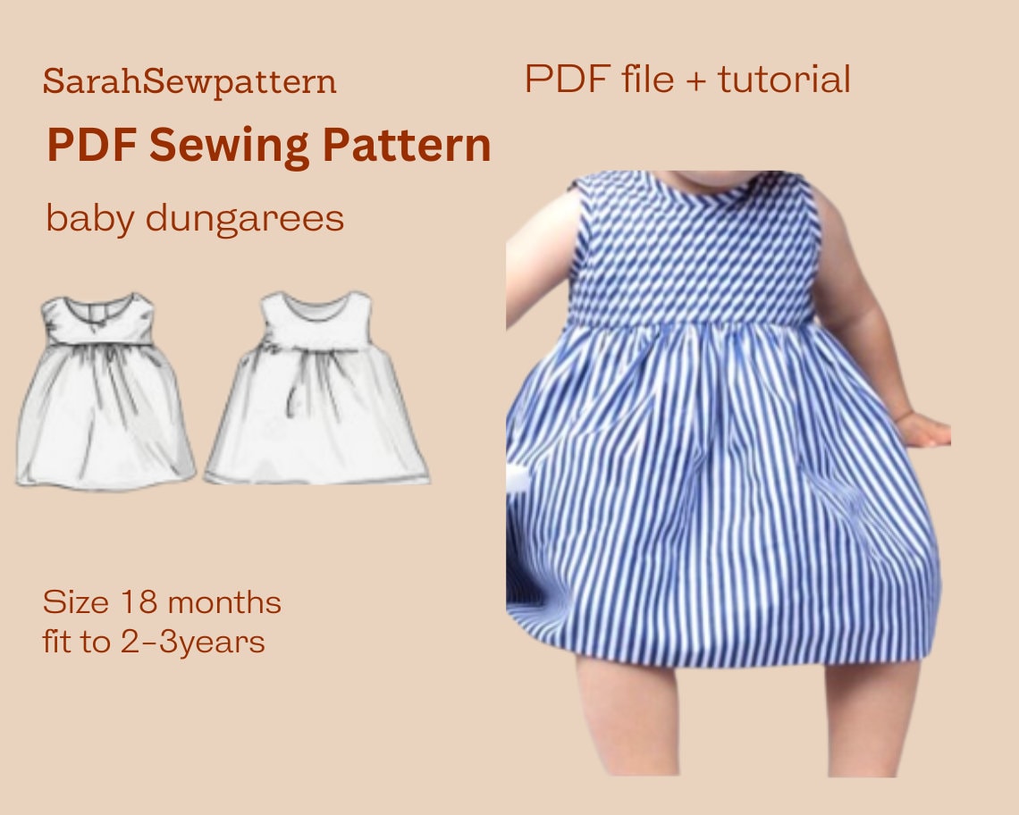 Toddle Baby Dress PDF Sewing Pattern - Full Size 18 Months and Fit to 2 ...