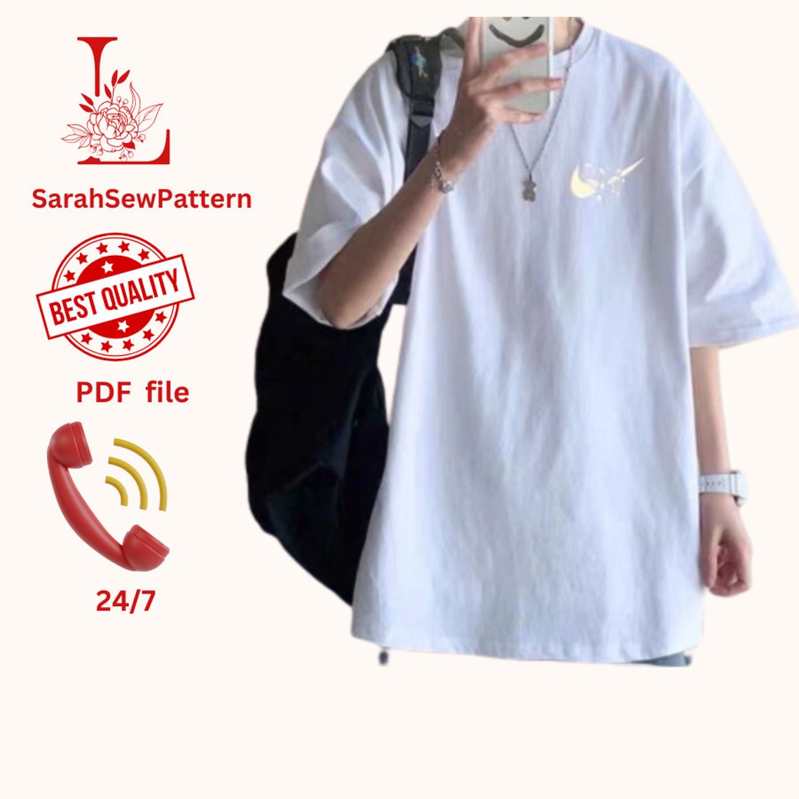 Oversize T-shirt PDF Sewing Pattern | Full Size S - XL | T-shirt ...