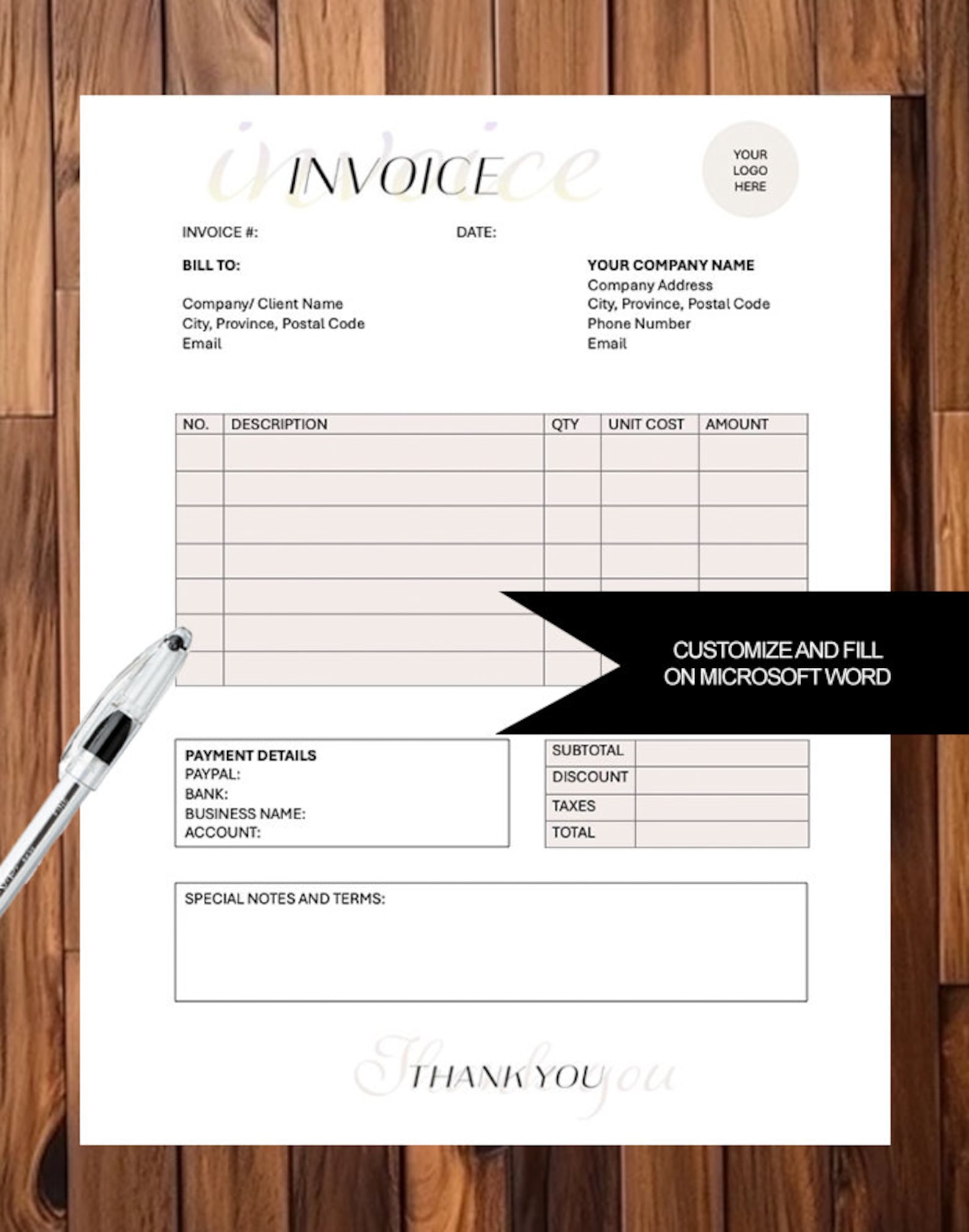 Invoice Template - Etsy