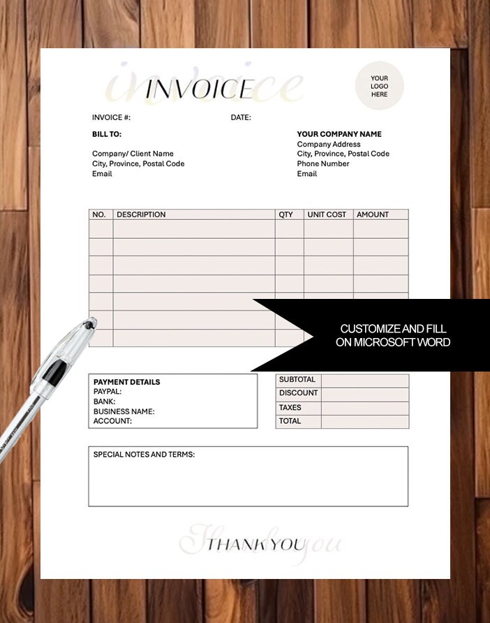 Invoice Template - Etsy