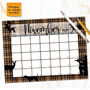 FILLABLE November 2024 Cute Hunting Printable Fillable Digital Download ...