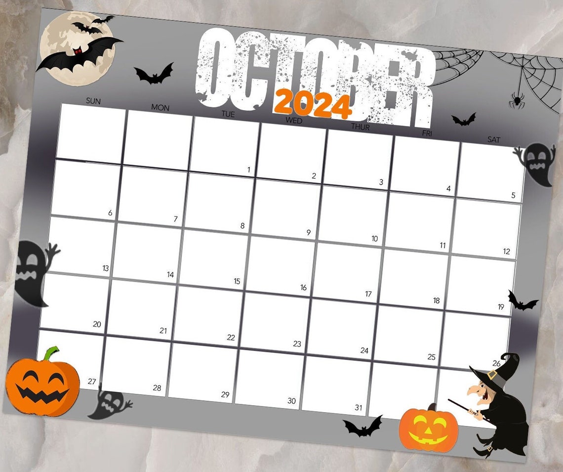 FILLABLE October 2024 Halloween Cute Printable Fillable Digital ...