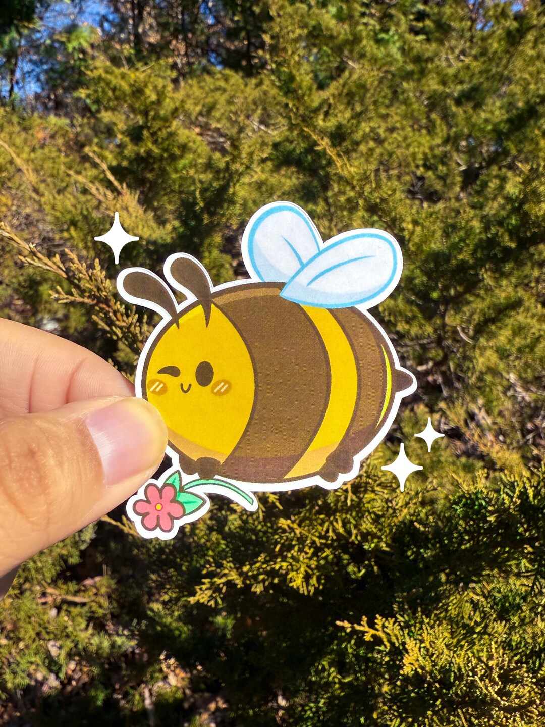 Blushing Bee Sticker | Laminated Die Cut Sticker, Waterproof | Laptop ...