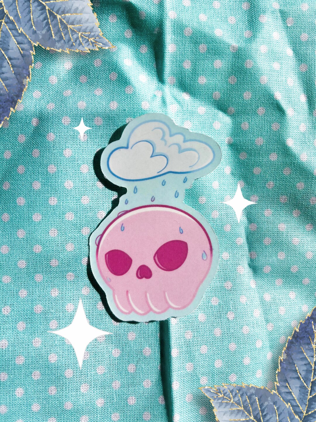 Rainy Days Pink Skull Sticker Laminated Die Cut Sticker - Etsy