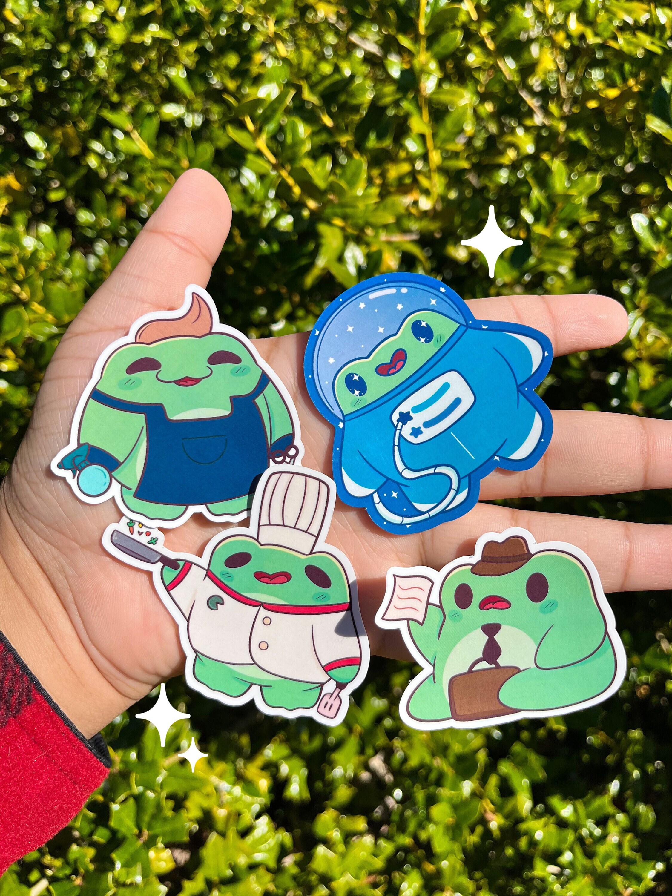 Business Frogs Sticker Set Astronaut Frog Chef Frog laminated Die Cut ...