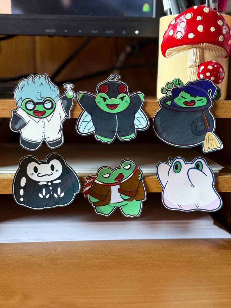 Froggy Mash Sticker Set, Spooky Frogs, Glossy Waterproof Sticker ...