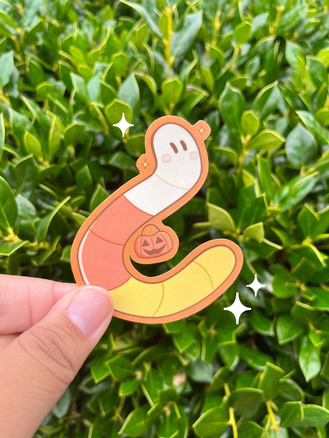 Candy Corn Worm Sticker Laminated Die Cut Sticker, Waterproof Laptop ...