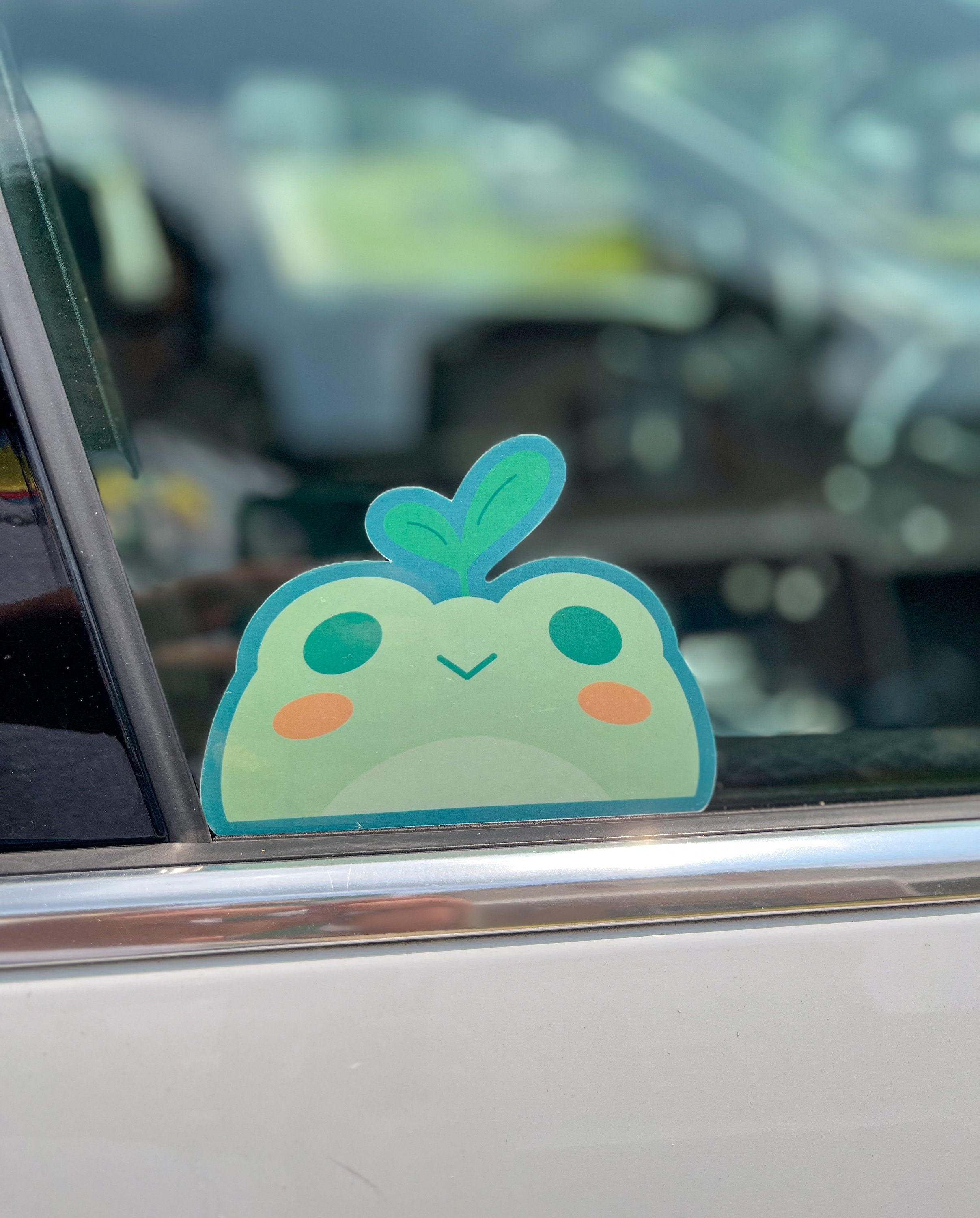 Peeking Adorable Leaf Froggy Car Window Sticker Laminated - Etsy
