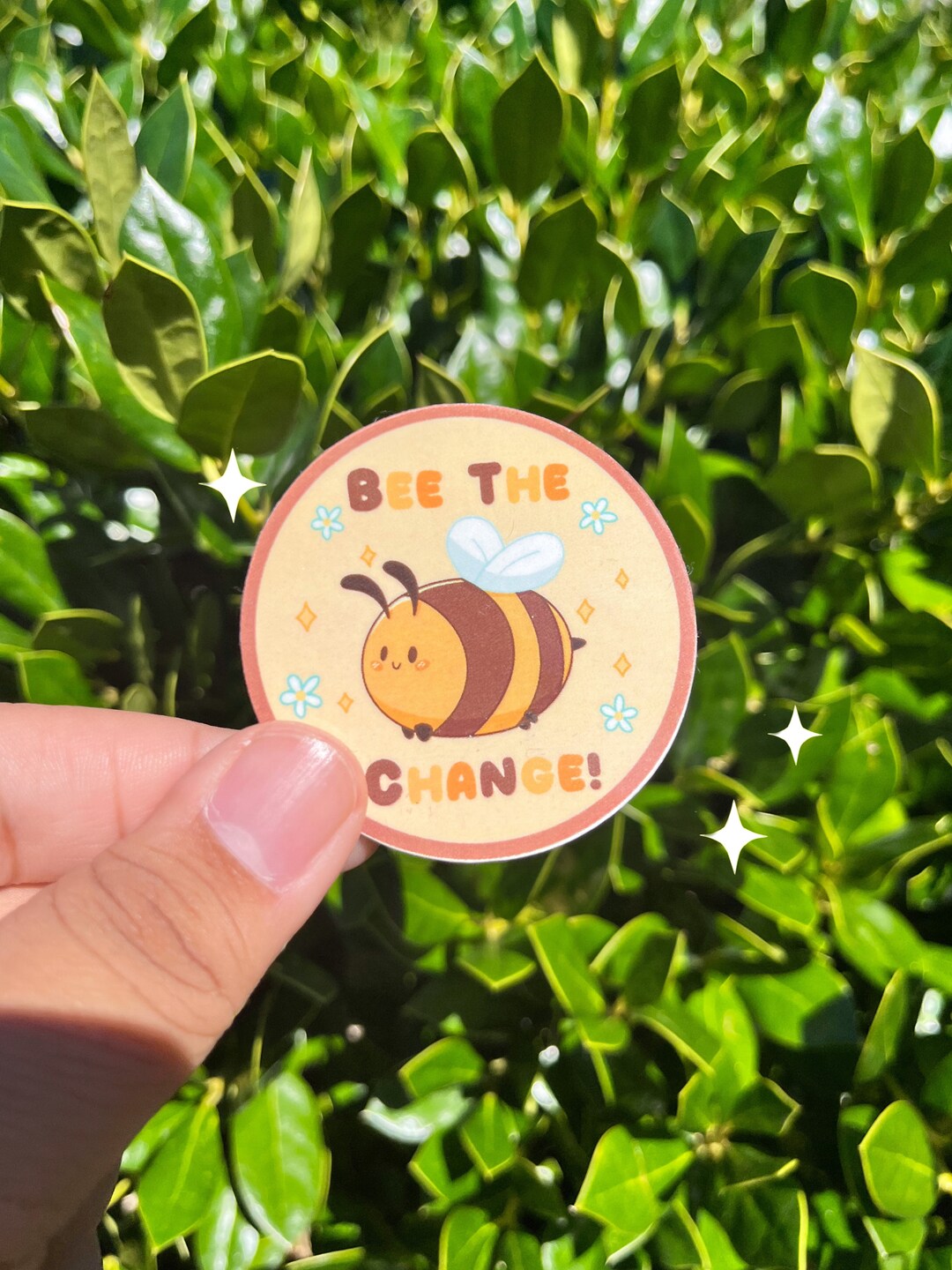 Bee the Change, Honey Bee Sticker Laminated Glossy Die Cut Sticker ...