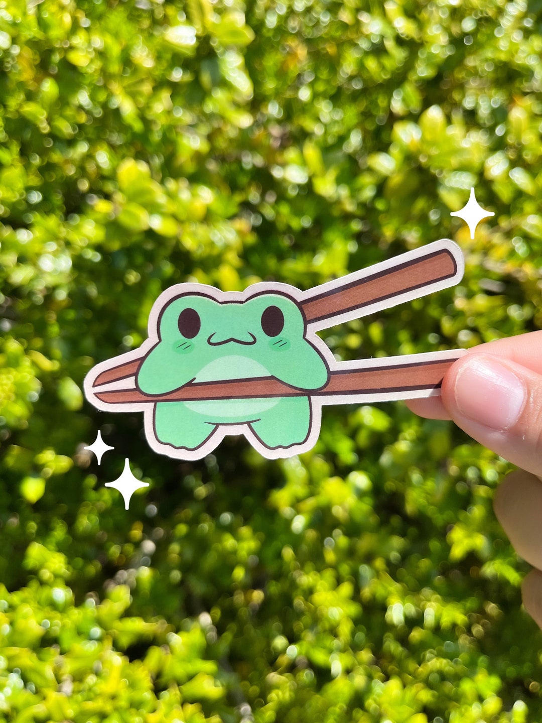 Chopstick Frog Sticker | Laminated Die Cut Sticker, Waterproof | Laptop ...