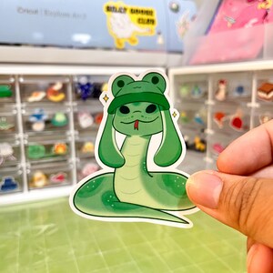 Froggy Hat Snake Sticker | Laminated Die Cut Sticker, Waterproof ...