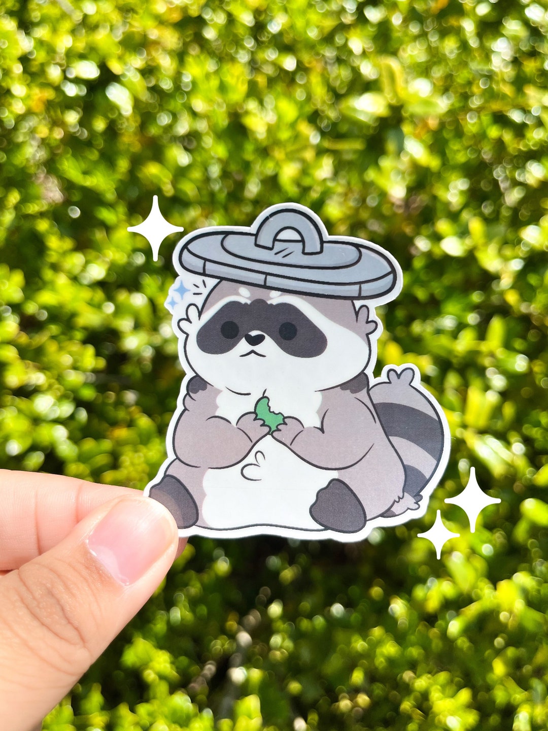 Fluffy Raccoon Sticker | Laminated Die Cut Sticker, Waterproof | Laptop ...