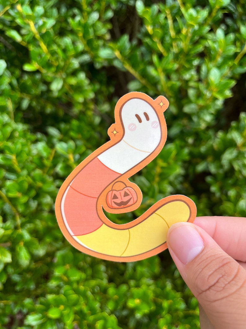 Candy Corn Worm Sticker Laminated Die Cut Sticker, Waterproof Laptop ...