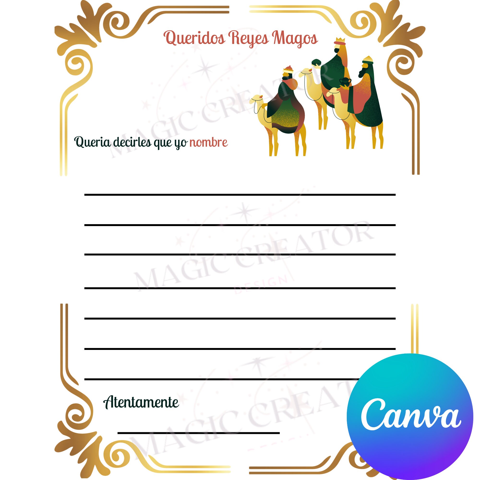 Editable Carta a Los Reyes Magos - Etsy