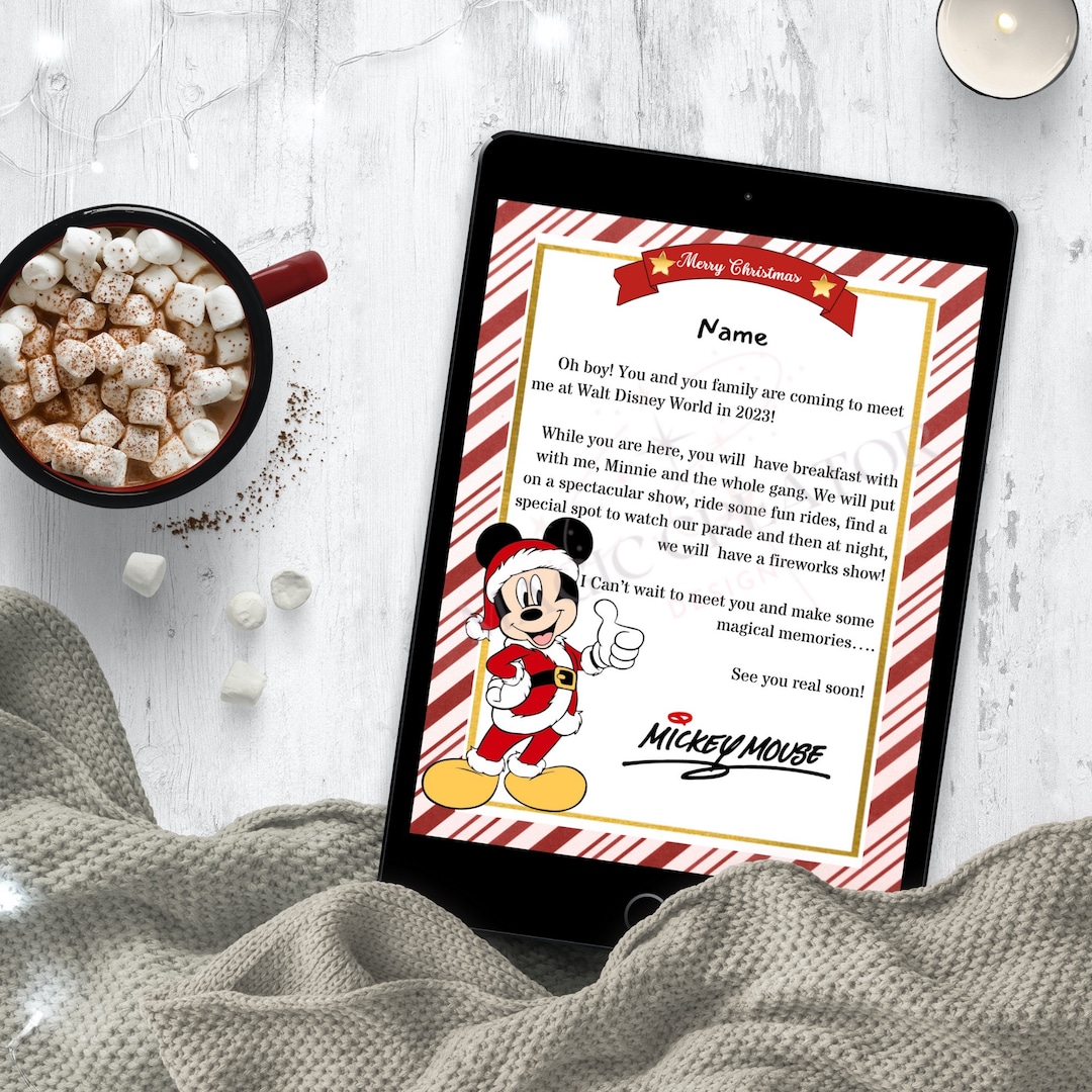 Editable Mickey Mouse Christmas Letter - Etsy