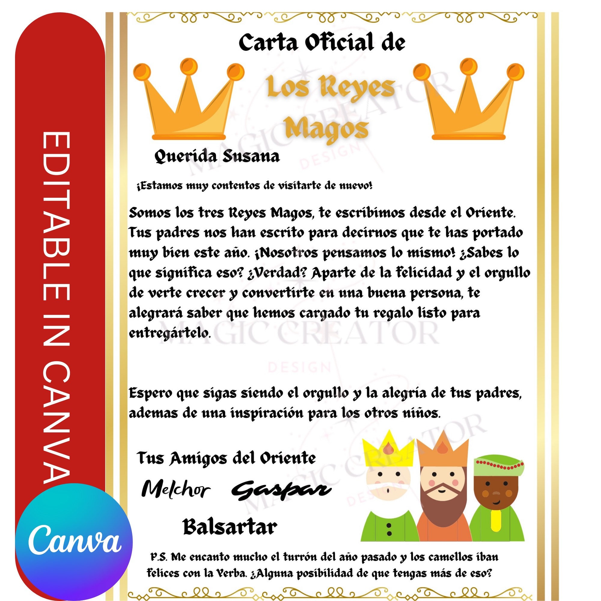 Editable Carta Oficial a Los Reyes Magos - Etsy