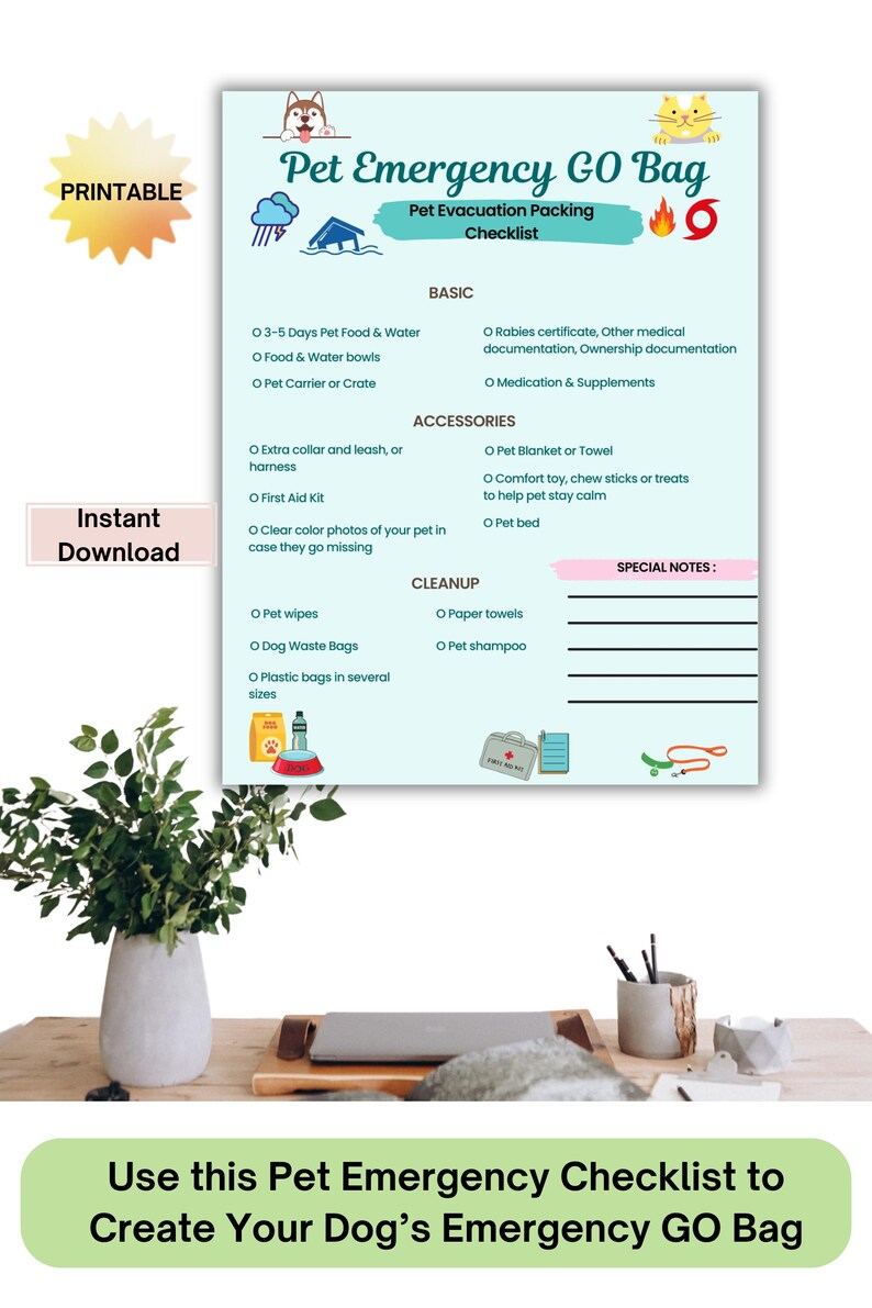 Emergency Preparedness Checklist for Dogs, Pet Emergency Checklist ...