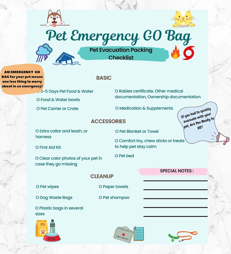 Emergency Preparedness Checklist for Dogs, Pet Emergency Checklist ...