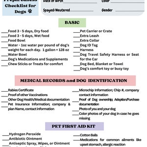 Emergency Planner Preparedness Checklist for Dogs Pet Safety Emergency ...