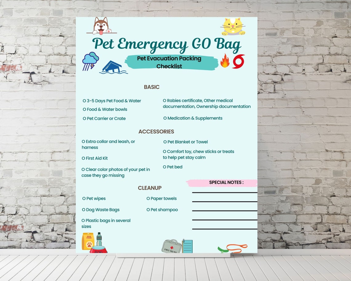 Emergency Preparedness Checklist for Dogs. Downloadable - Etsy